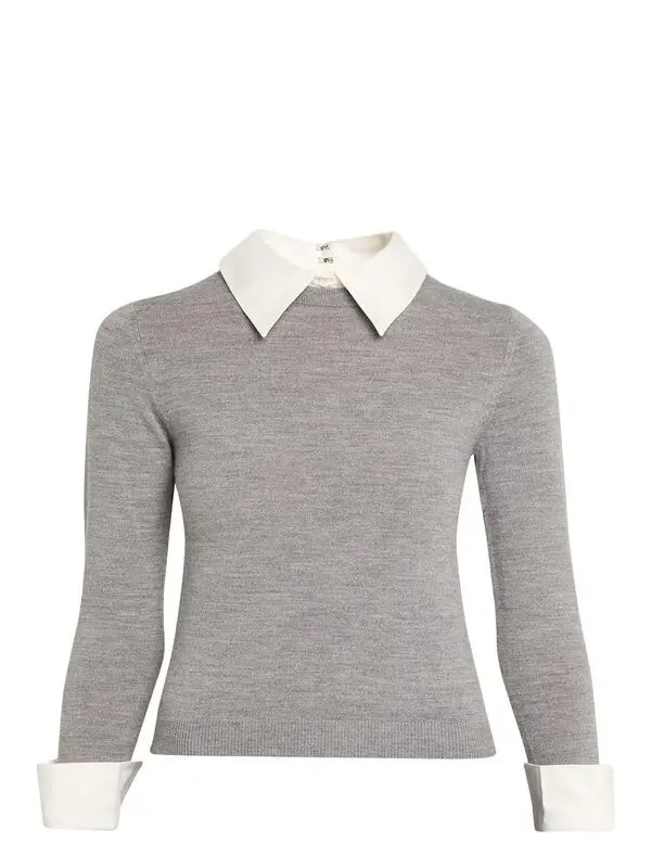 Alice + Olivia Collared Slim-fit Sweater - Medium Hea