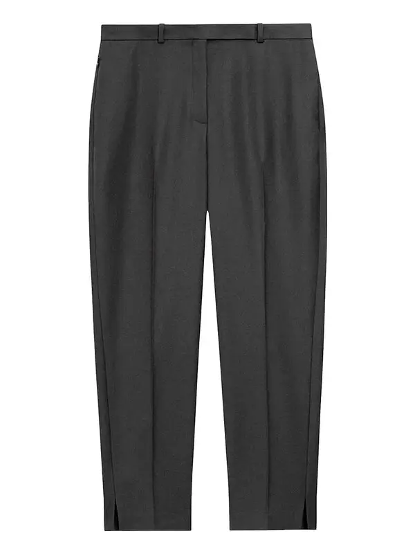 Theory High-waist Virgin Wool Tapered Ankle Pants - Black