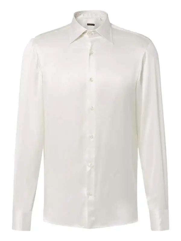 Rubinacci Silk Satin Tuxedo Shirt - White