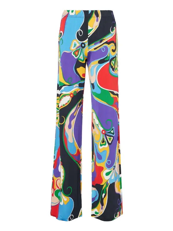 Emilio Pucci Orchidee Jersey Satin Straight Pants - Multicoloured