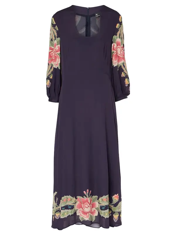 Etro Floral Print Maxi Dress - Blue