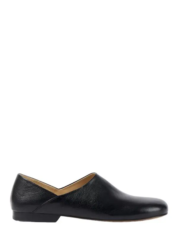 LEMAIRE Leather Slippers - Black