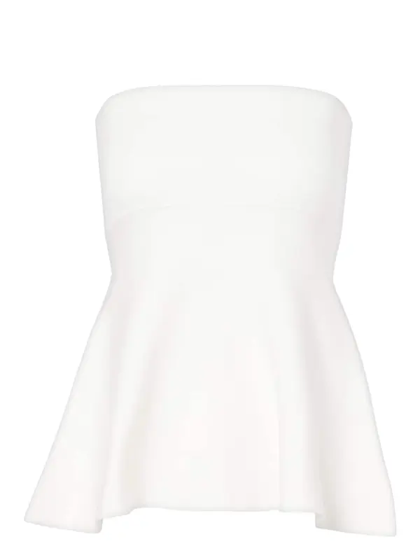THE FRANKIE SHOP Agathe Knitted Peplum Top - White