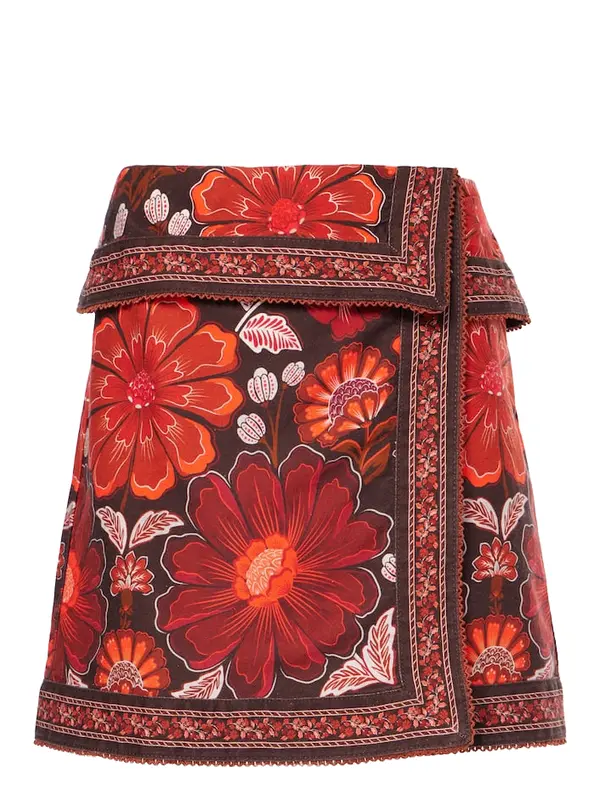 Farm Rio Gigi Tapestry Wrap Skirt - Red