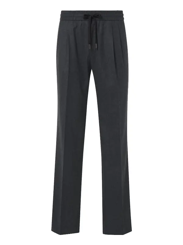 Dolce & Gabbana Virgin Wool Flannel Straight Pants - Grey