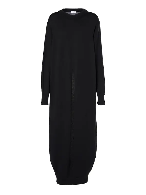 Alaïa Wool Crewneck Sweater Dress - Black
