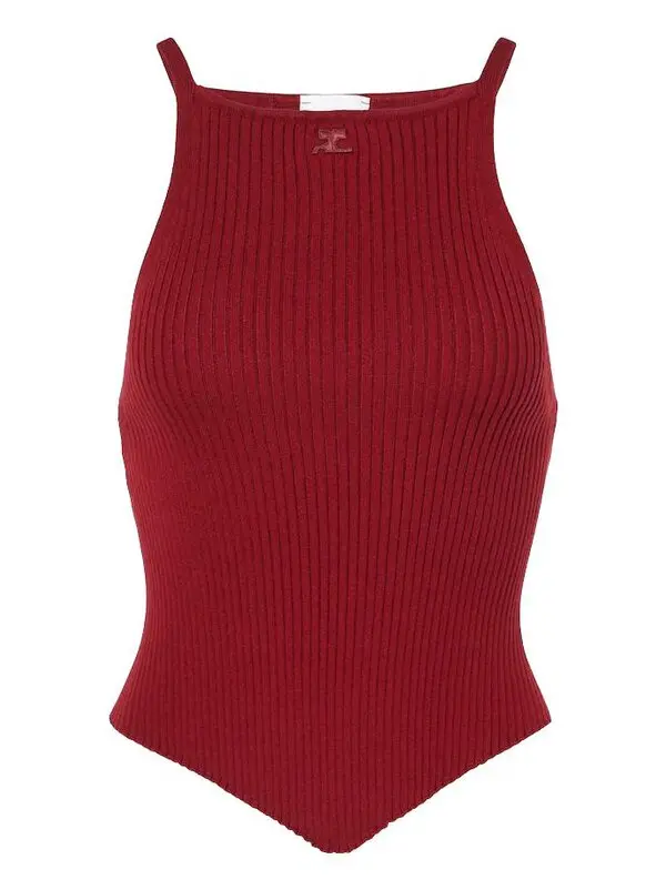 COURREGES Courrèges Ribbed-knit Jersey Tank Top - Red