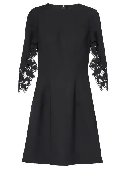 Oscar De La Renta Peony Cutout Wool-blend Minidress - Black