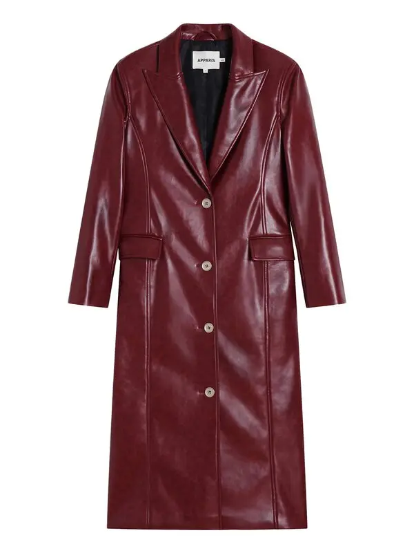 Apparis Lauren Recycled Leather Coat - Red