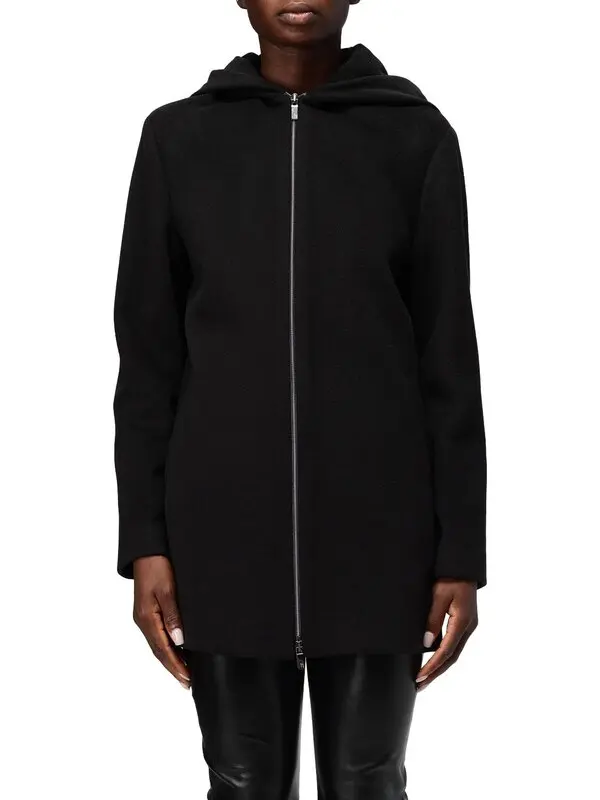 HANITA Zip Up Hooded Coat - Black