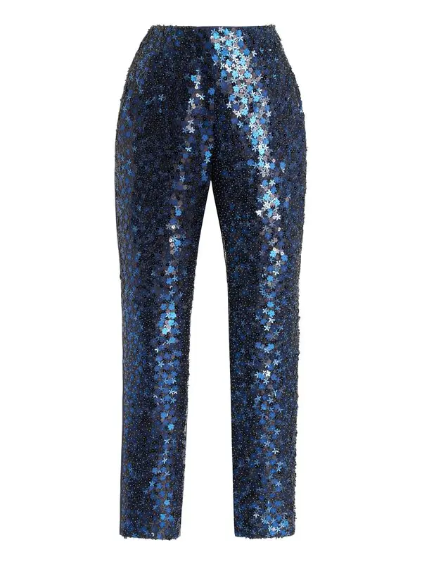 Delpozo Sequined Straight-leg Pants - Navy
