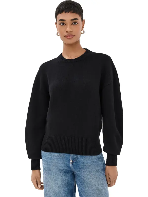 Another Tomorrow Cashmere Knit Sweatshirt - Black