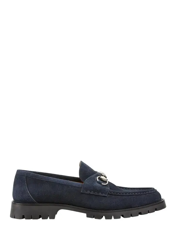 Gucci Suede Horsebit Loafers - Navy