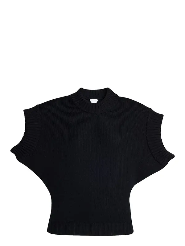 Bottega Veneta Short Sleeve Wool Sweater - Nero