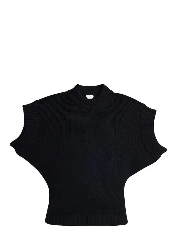Bottega Veneta Short Sleeve Wool Sweater - Nero