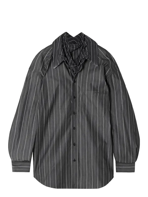 Y/project Pinstriped Jersey-trimmed Cotton-poplin Shirt - Gray