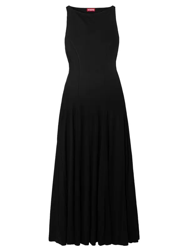 Staud Gramercy Pleated Maxi Dress - Black