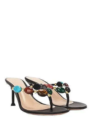 GIANVITO ROSSI Embellished Stiletto Heeled Flip Flops - Black