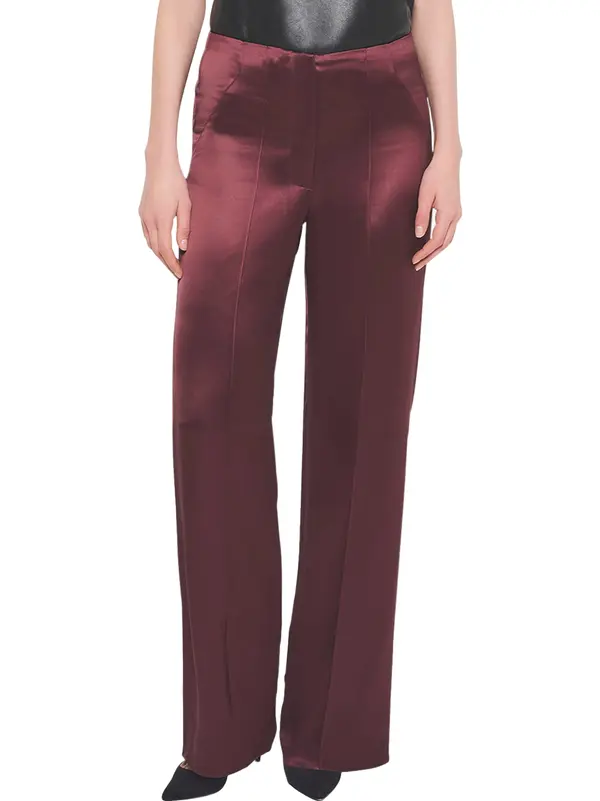 AS By DF Collins Satin Trousers - Decadent Wine