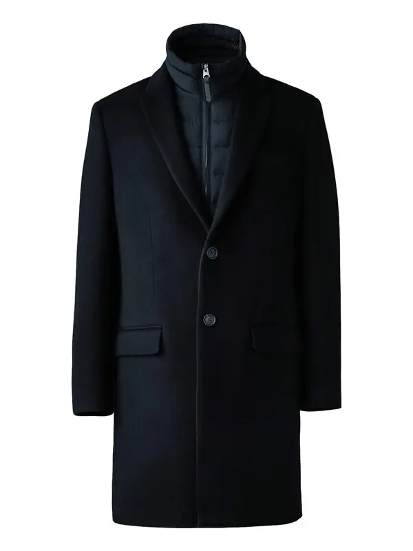 Mackage Wool Topcoat With Removable Down Bib - Black