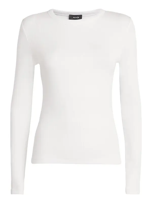 ME+EM Cotton-blend Long-sleeve T-shirt - White