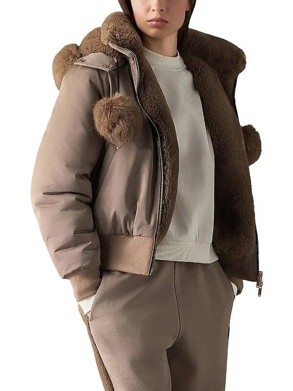 Moose Knuckles Debbie Reversible Bomber Jacket - Ashen