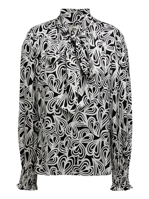 Diane Von Furstenberg Printed Ecovero™-blend Satin Blouse - White