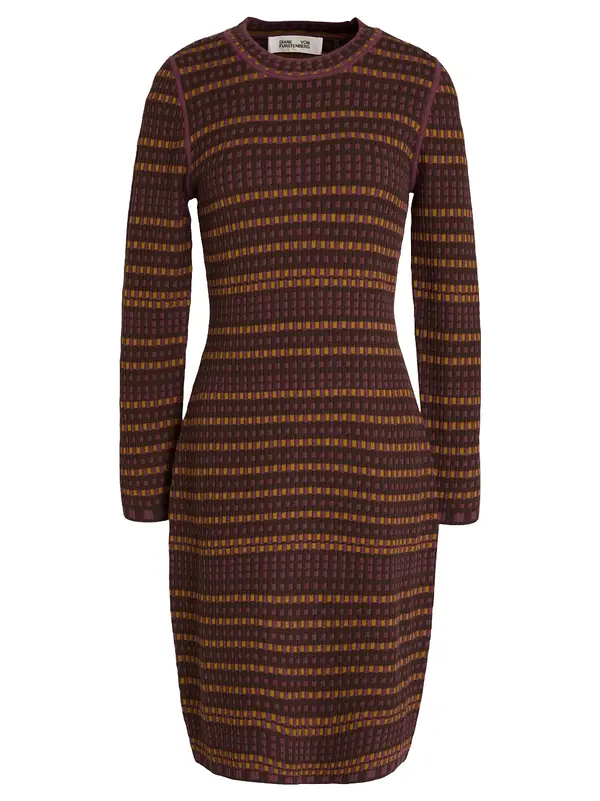 Diane Von Furstenberg Harry Checked Jacquard-knit Mini Dress - Brown
