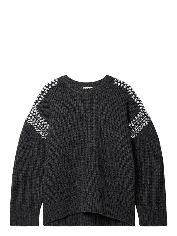 A.L.C. Colby Crystal-embellished Merino Wool Sweater - Dark Gray
