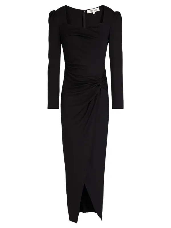 Diane Von Furstenberg Hughie Draped Jersey Midi Dress - Black