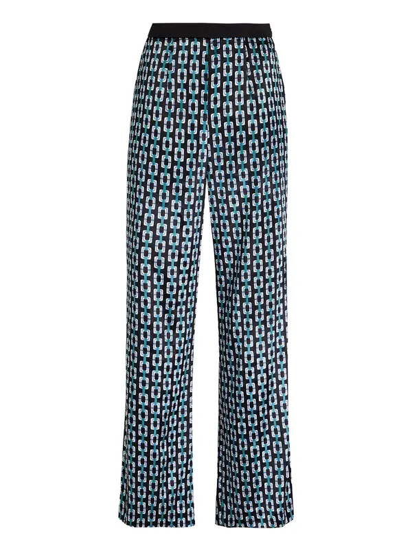Diane Von Furstenberg Vegas Printed Velvet Straight-leg Pants - Black
