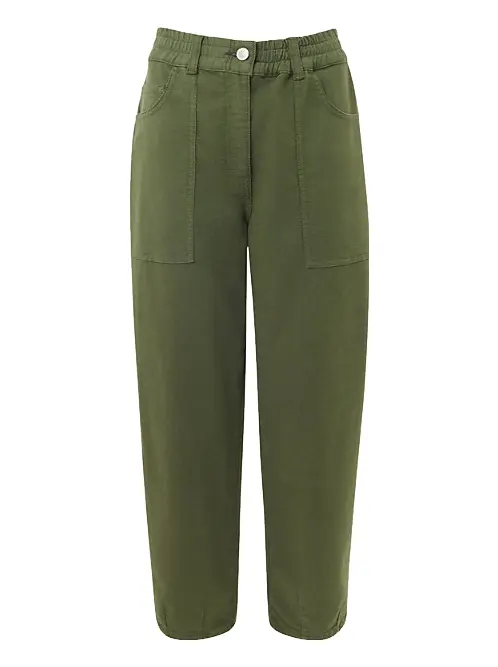 Whistles Regular-fit High-rise Stretch-cotton Trousers - Khaki/olive