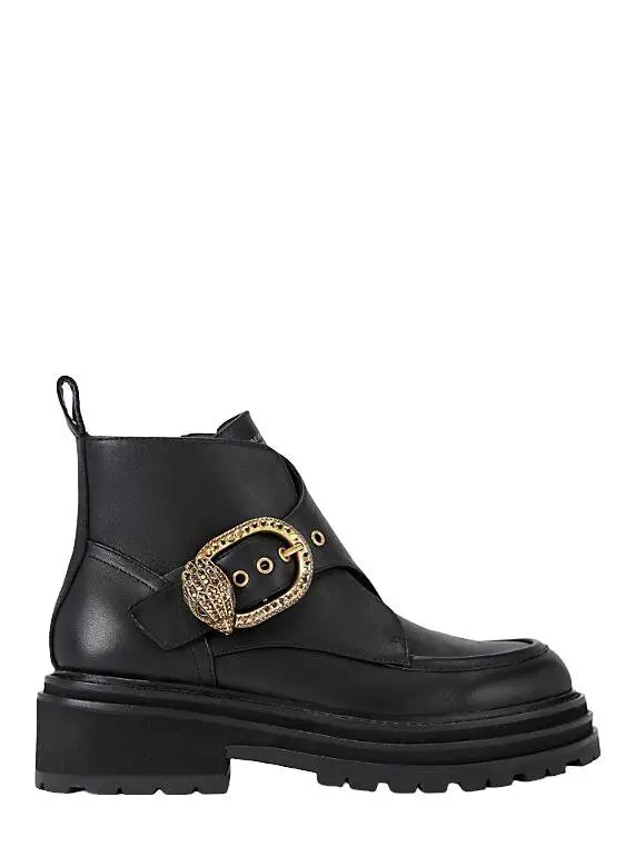 Kurt Geiger Mayfair Buckle-embellished Chunky Leather Ankle Boots - Black