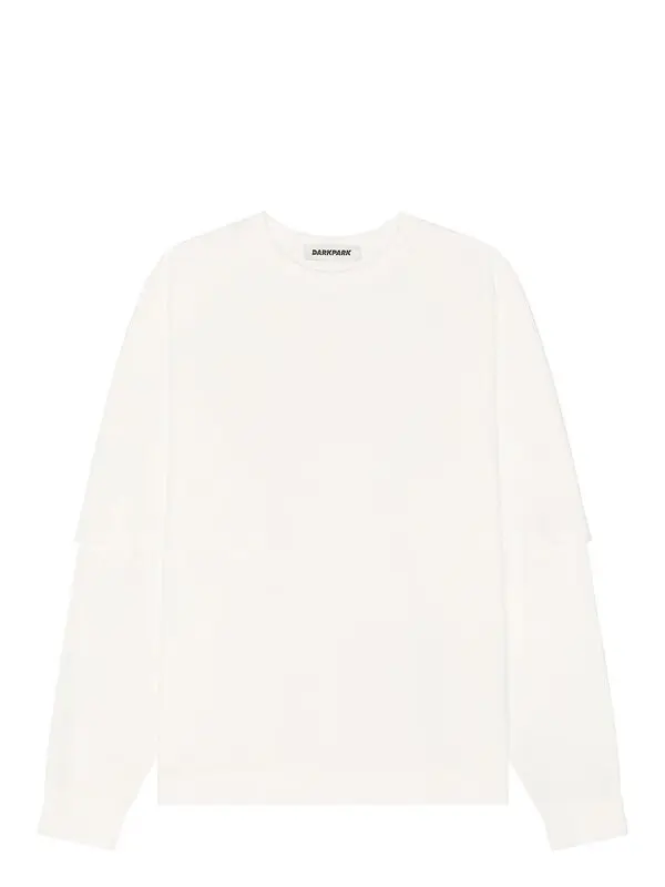 DARKPARK Troy Double Sleeve Tee In White - Washed White