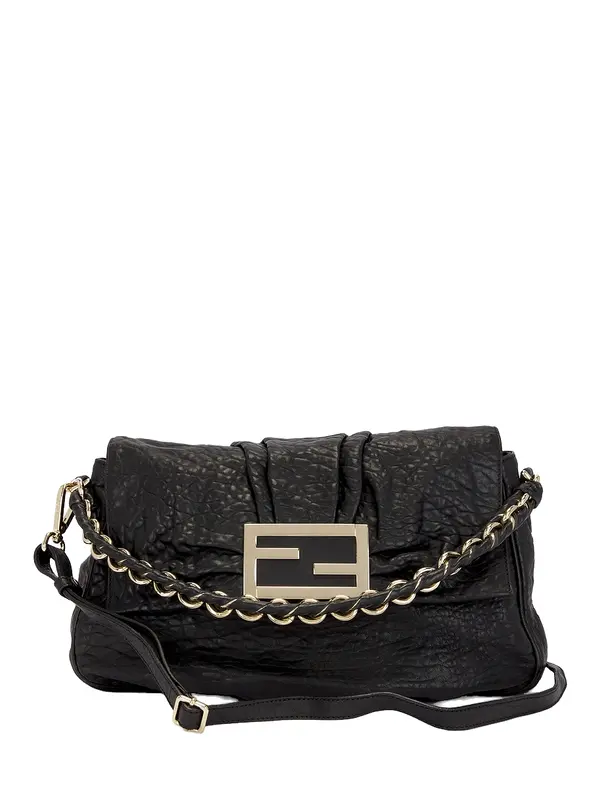 Fendi Mia Flap Shoulder Bag - Black