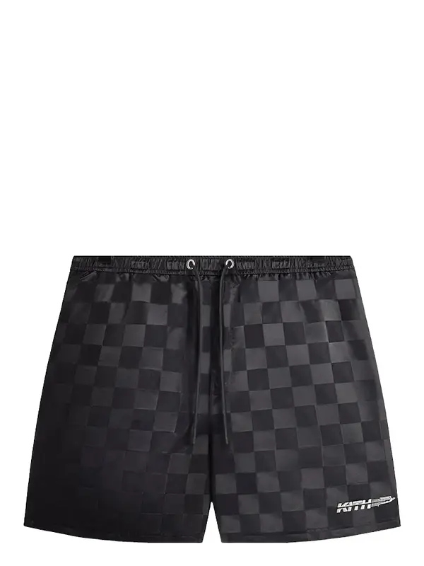 Kith Checkered Satin Collins Short - Black