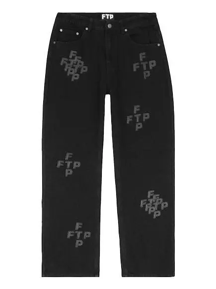 FTP Cross Logo Denim Pant - Black