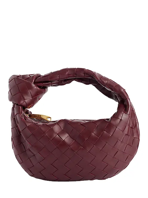 Bottega Veneta Mini Jodie Leather Hobo Bag - Barolo-gold