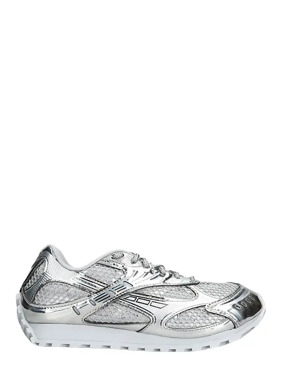 Bottega Veneta Orbit Metallic-panel Net-covered Low-top Trainers - Silver