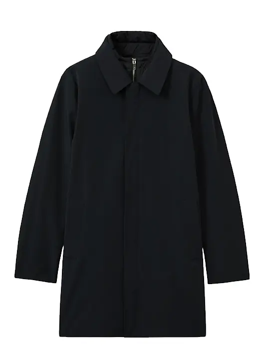 REISS Logan Funnel-neck Coat - Navy