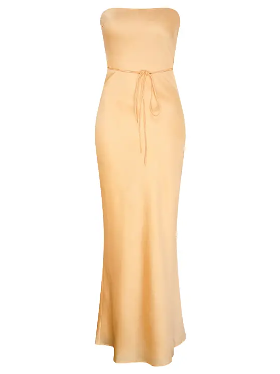 OMNES Slim-fit Strapless Woven Maxi Dress - Yellow