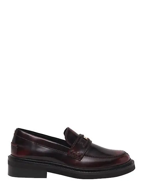 Maje Coin-embellished Leather Loafers - Burgundy