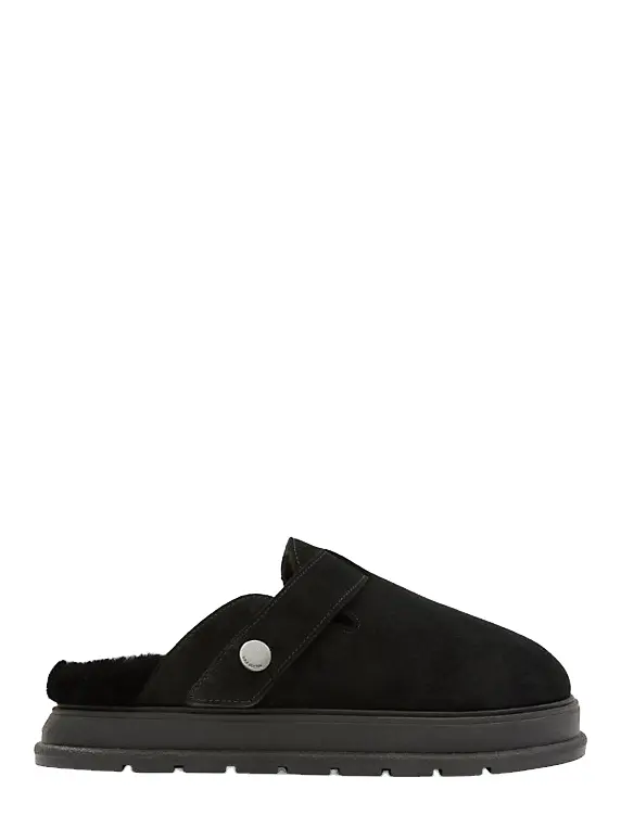 COLE BUXTON Shearling-lined Suede Mules - Black