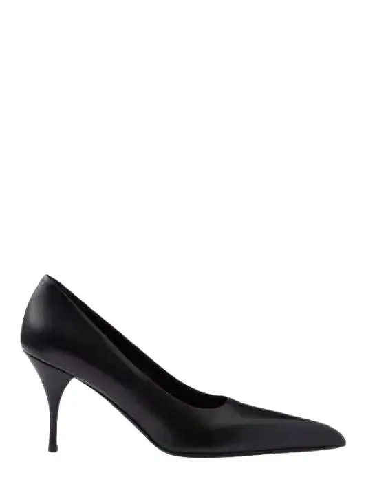Prada Pointed-toe Leather Heeled Courts - Black