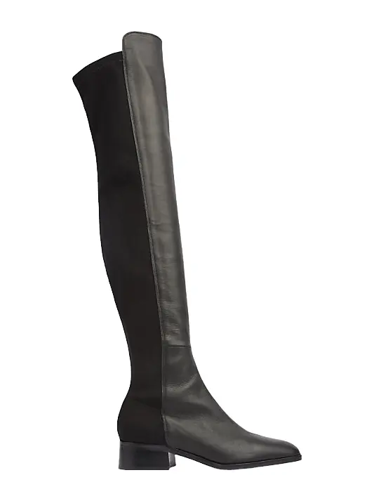 LK BENNETT Duke Elasticated-panel Leather Over-the-knee Boots - Bla-black