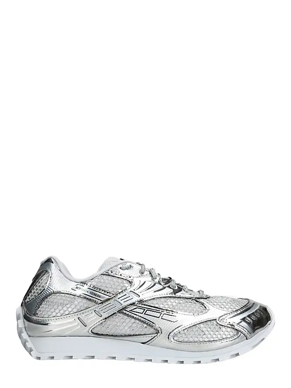 Bottega Veneta Orbit Metallic-panel Net-covered Low-top Trainers - Silver