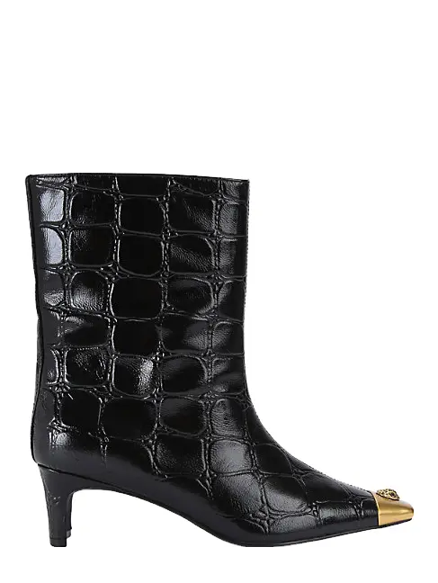 Kurt Geiger Regent Toe-cap Heeled Patent-leather Ankle Boots - Blk/other