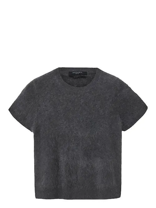 ALLSAINTS Rebel Crew-neck Brushed Cashmere T-shirt - Graphite Grey