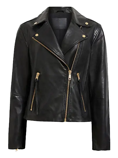 ALLSAINTS Dalby Slim-fit Leather Biker Jacket - Black/gold