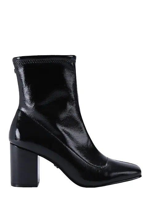 Carvela Strut Heeled Patent Faux-leather Ankle Boots - Black